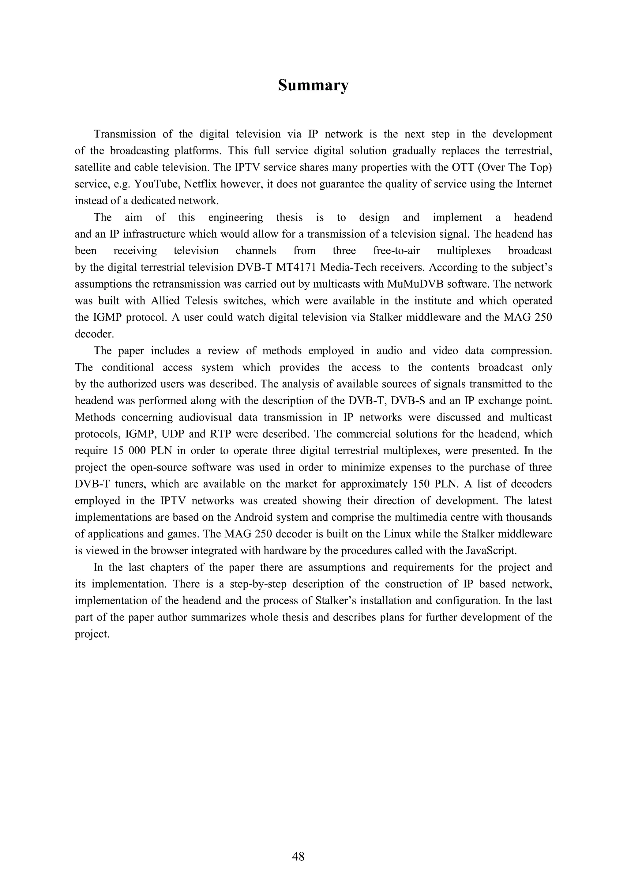 Piotr Madej - Engineering Thesis Summary | PDF