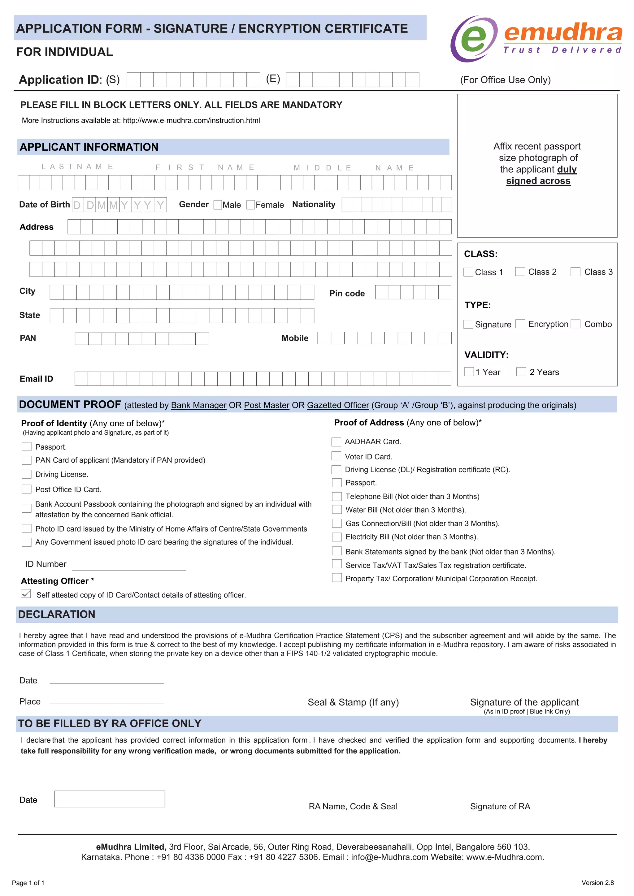 eMudhra DSC form | PDF | Computing | Technology & Computing