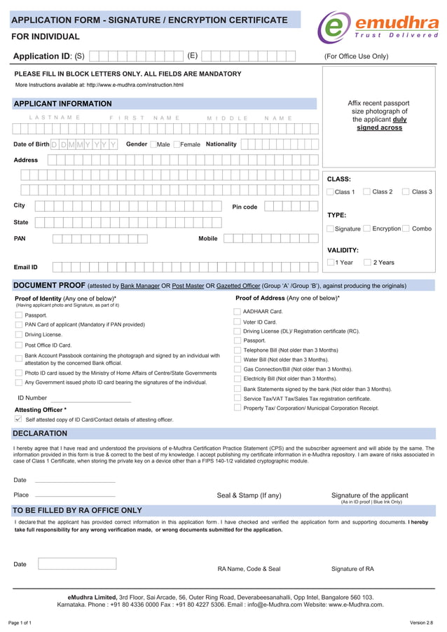 eMudhra DSC form | PDF | Computing | Technology & Computing