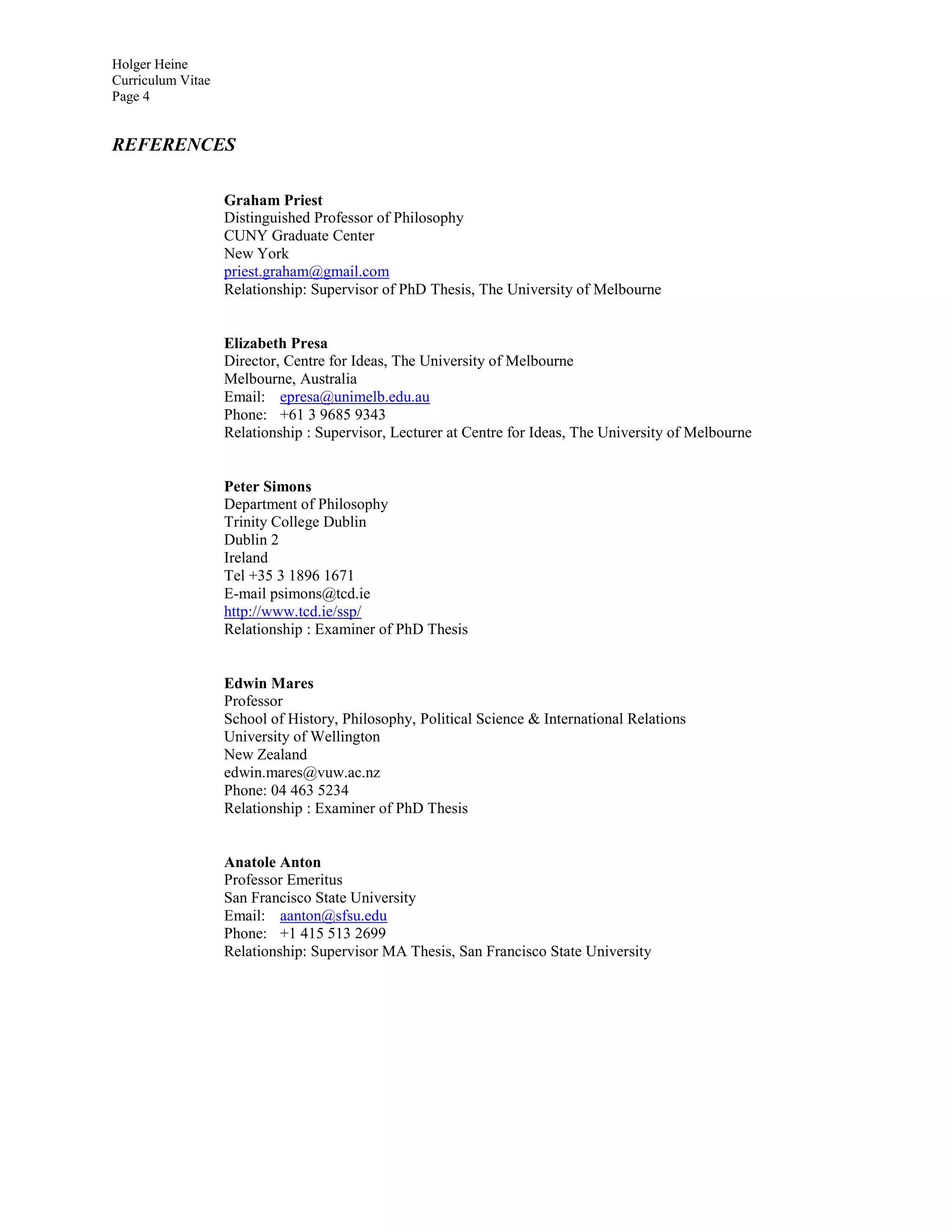 HOLGER HEINE CV wRefs | PDF