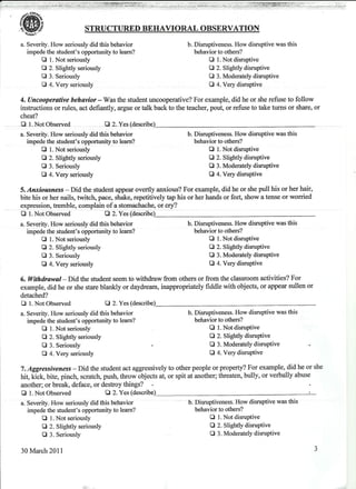 Classroom Observation FBA | PDF