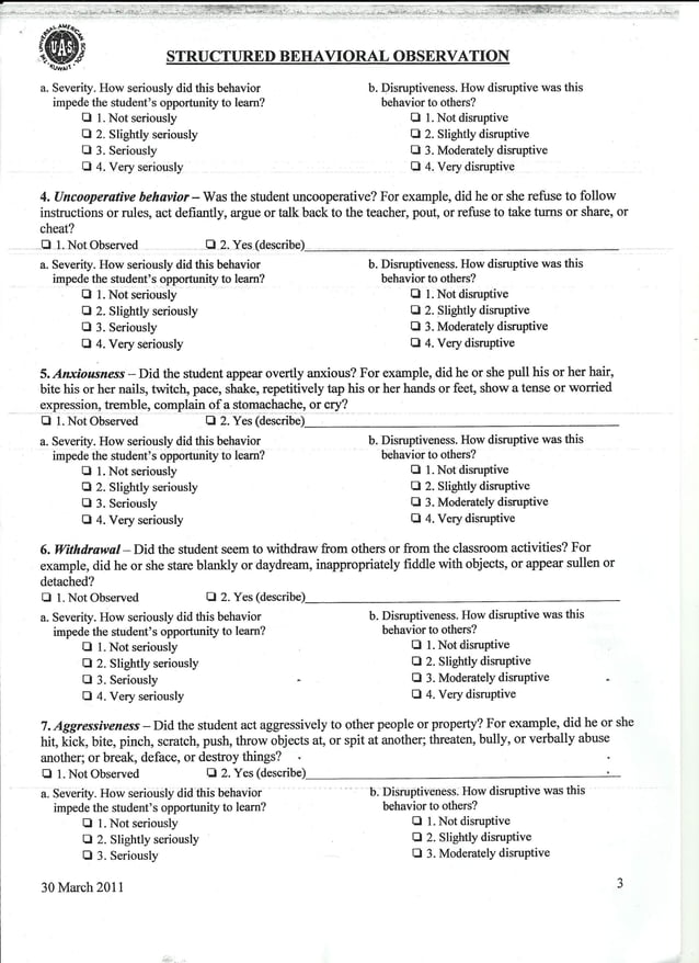 Classroom Observation FBA | PDF