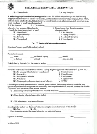 Classroom Observation FBA | PDF
