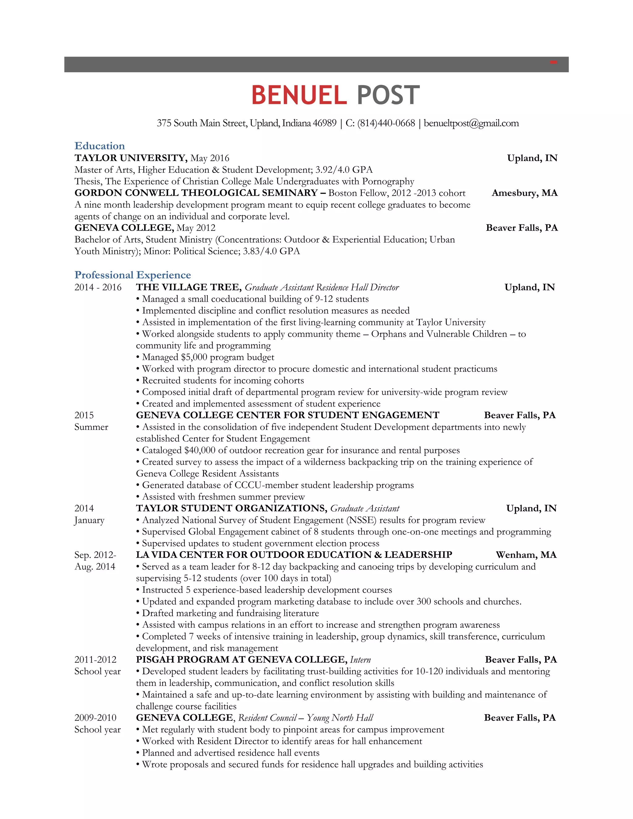 BenuelPostresume | PDF