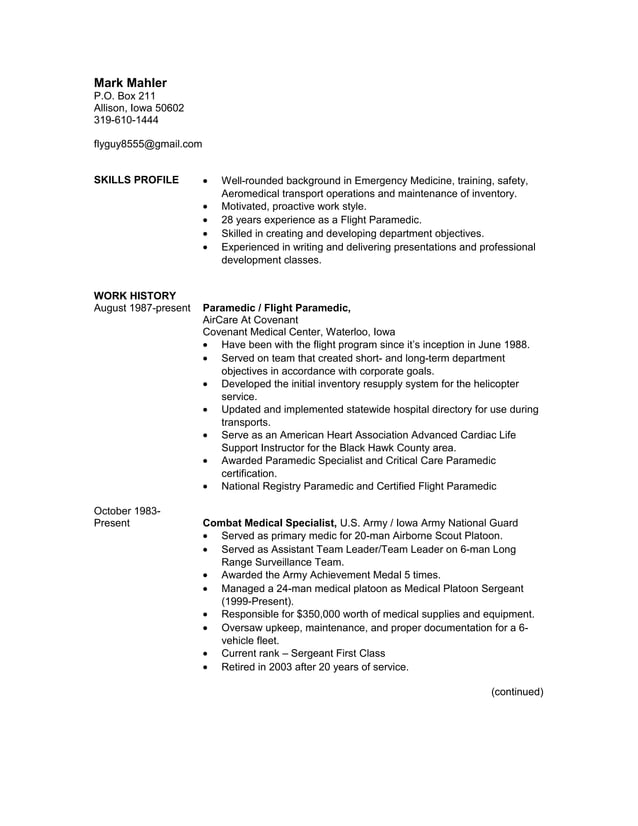 Mark's EMS Resume | PDF