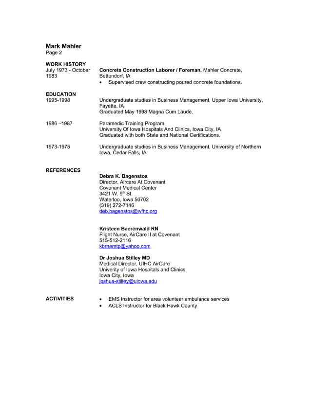 Mark's EMS Resume | PDF