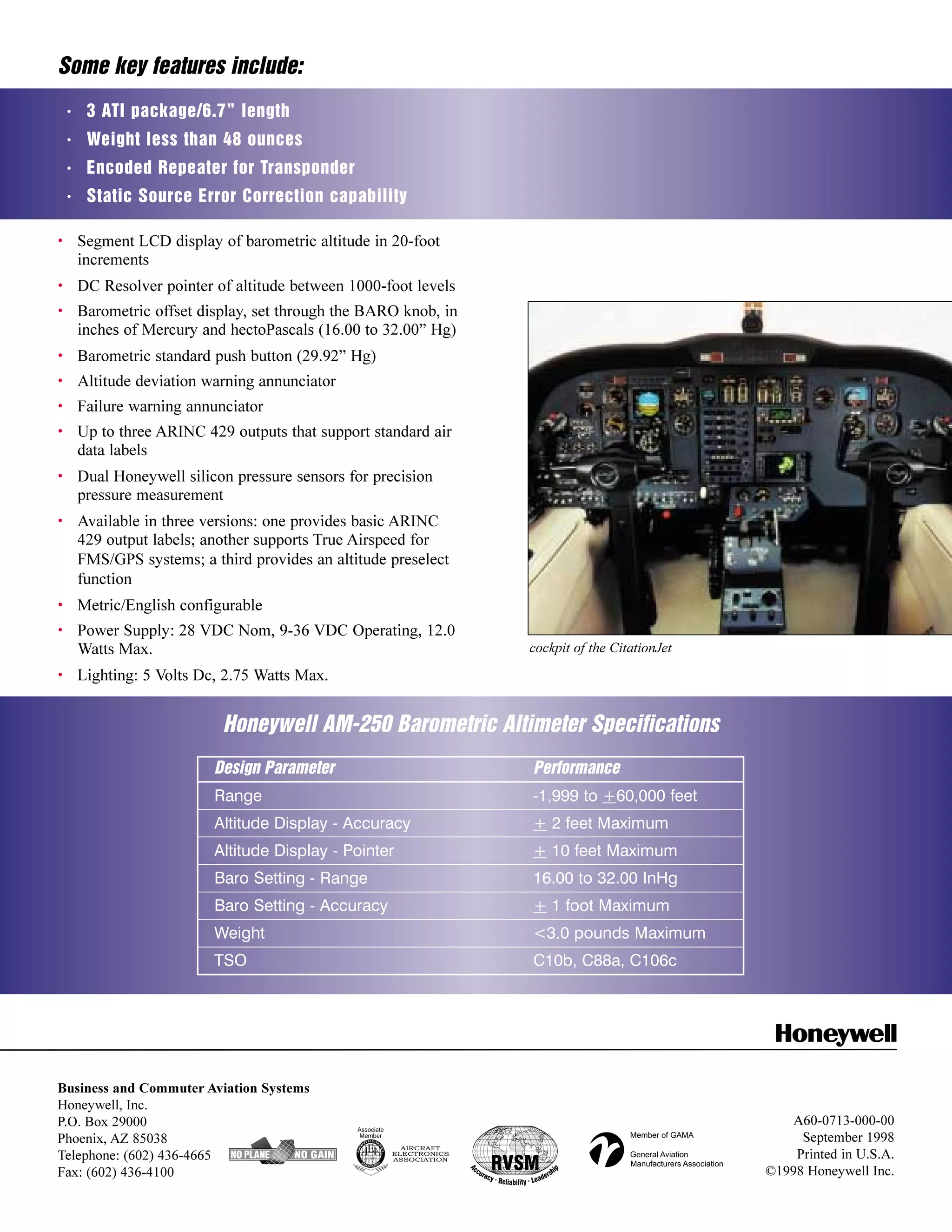 AM250 RVSM Altimeter1 | PDF