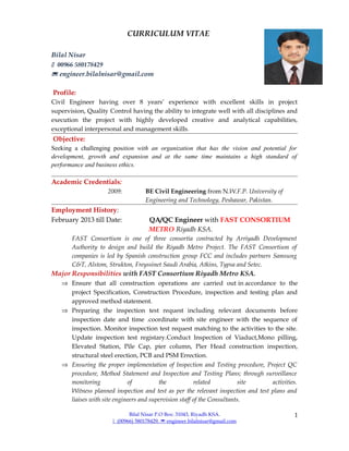 Bilal updated cv | DOC