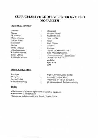 CV Katlego | PDF