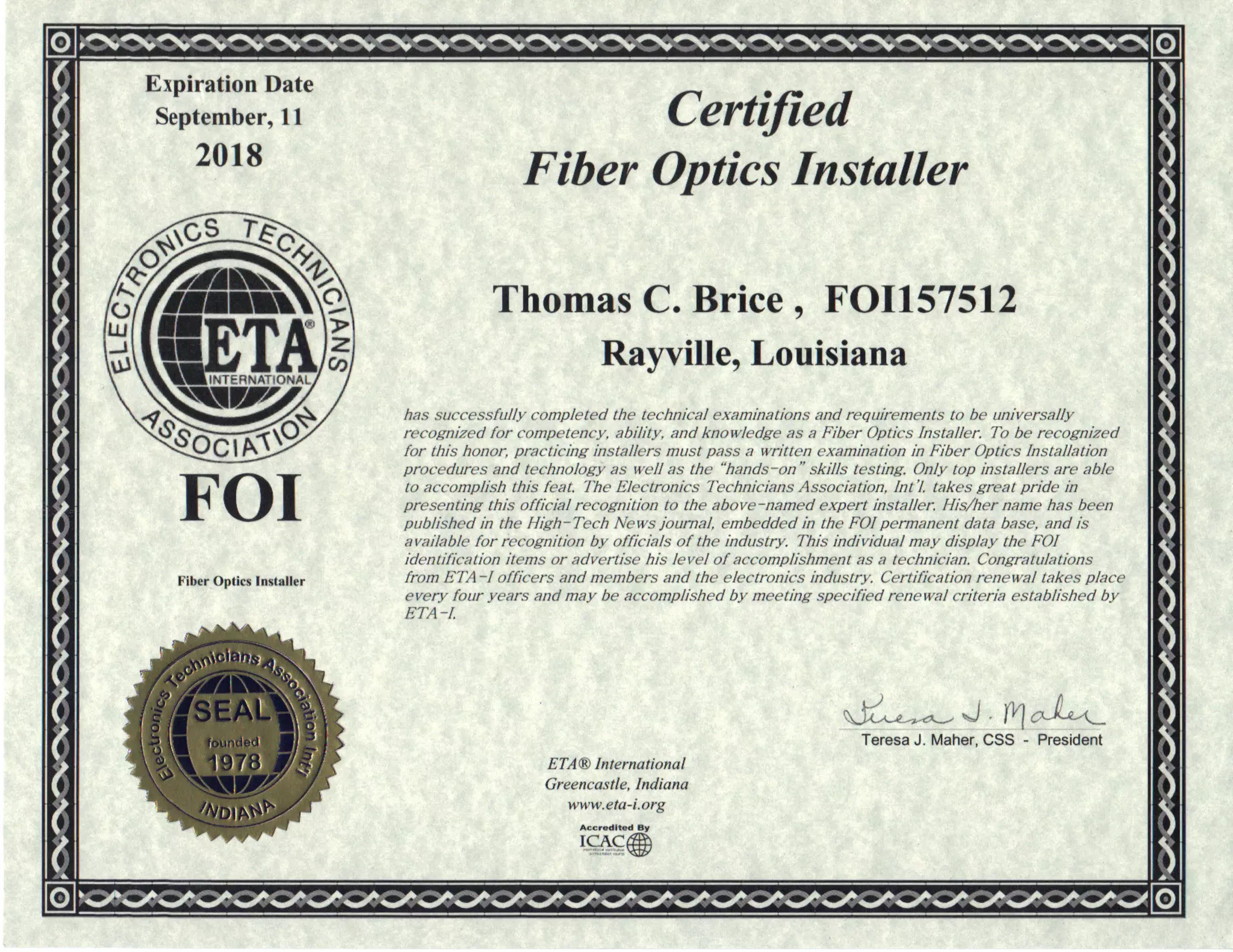 Brice Fiber Optics Certification.PDF