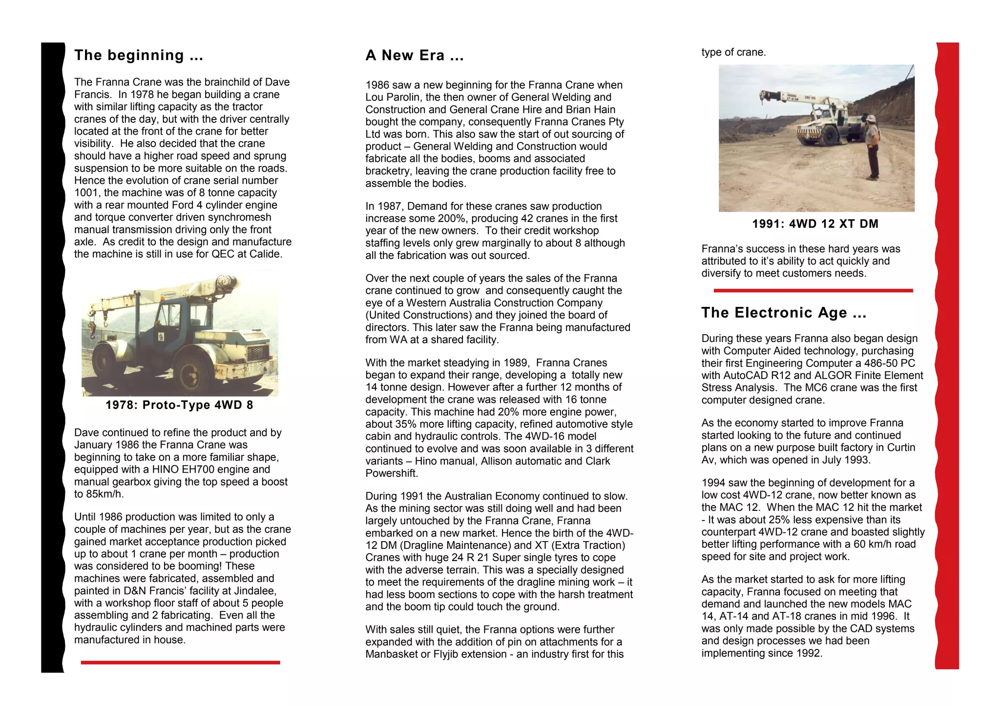 Franna History Brochure | PDF