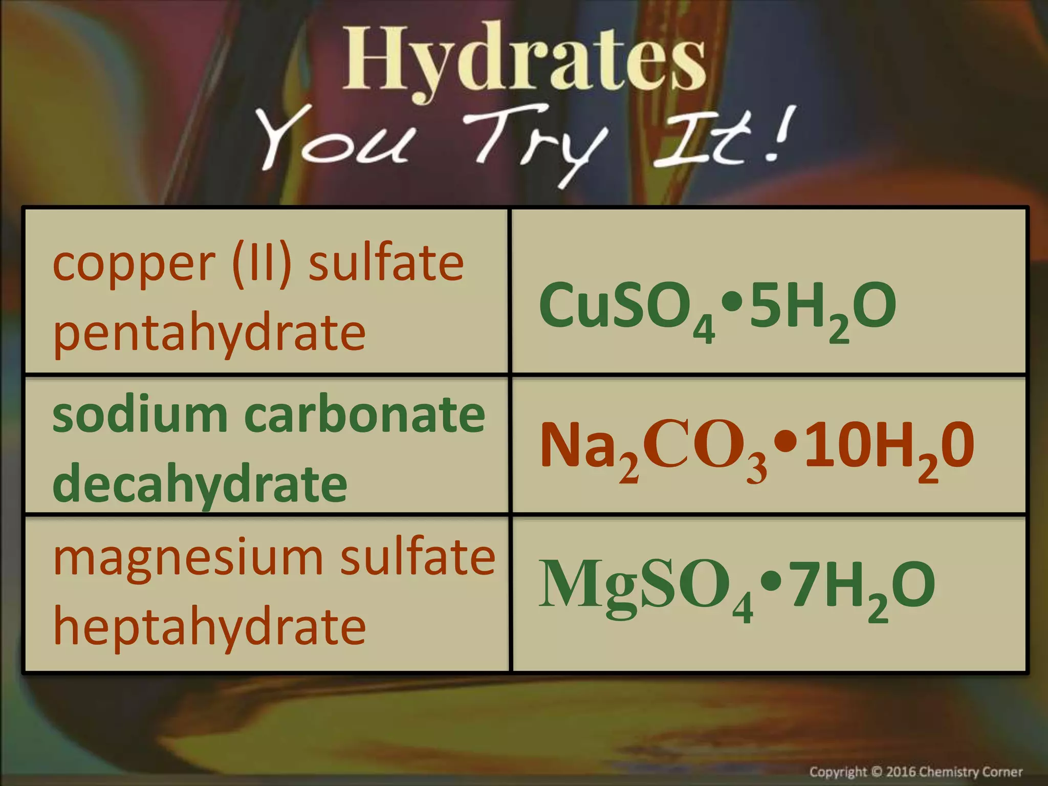 2 Acids Hydrates PowerPoint.pptx | Chemistry | Science