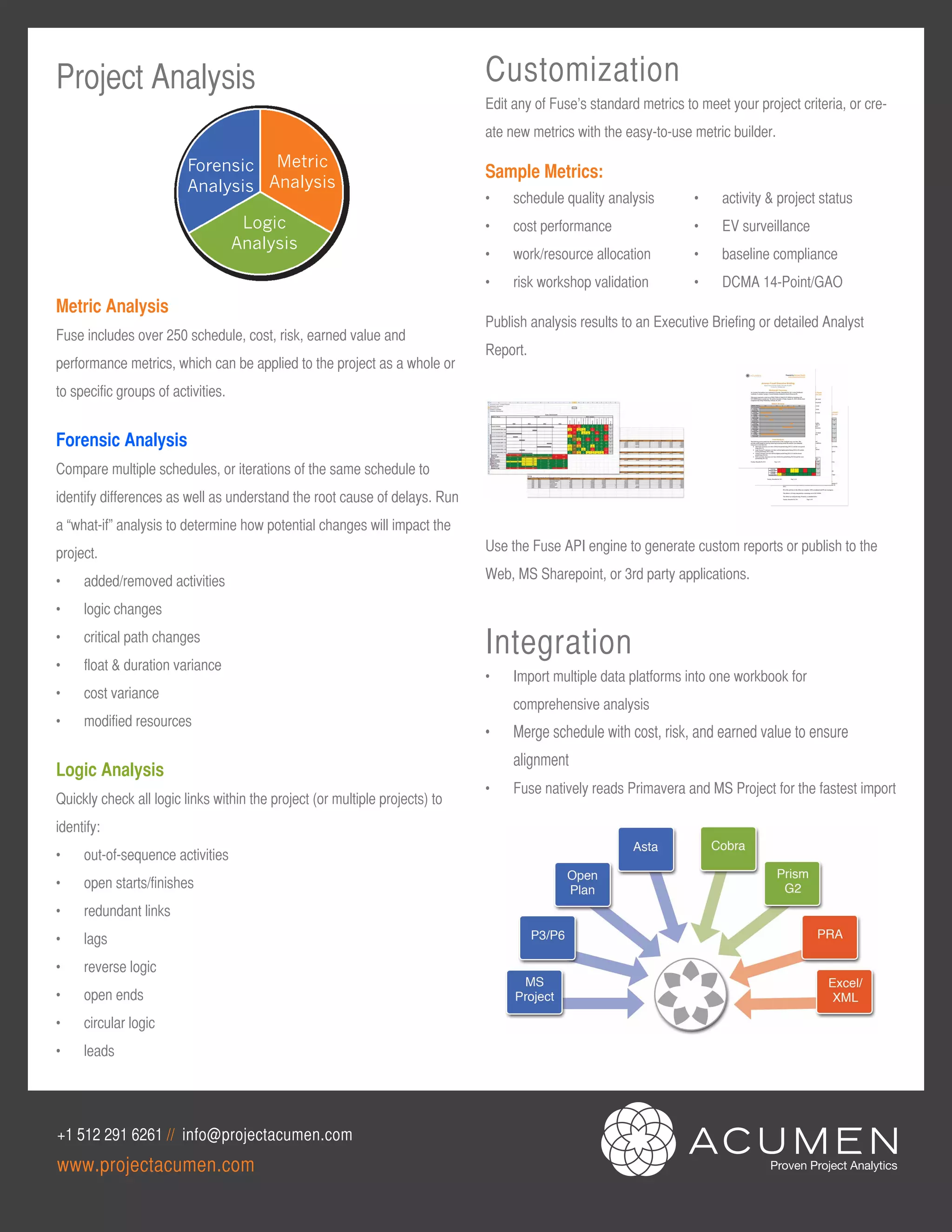 Acumen Fuse: Enterprise Project Analysis Datasheet | PDF