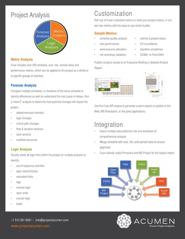 Acumen Fuse: Enterprise Project Analysis Datasheet | PDF