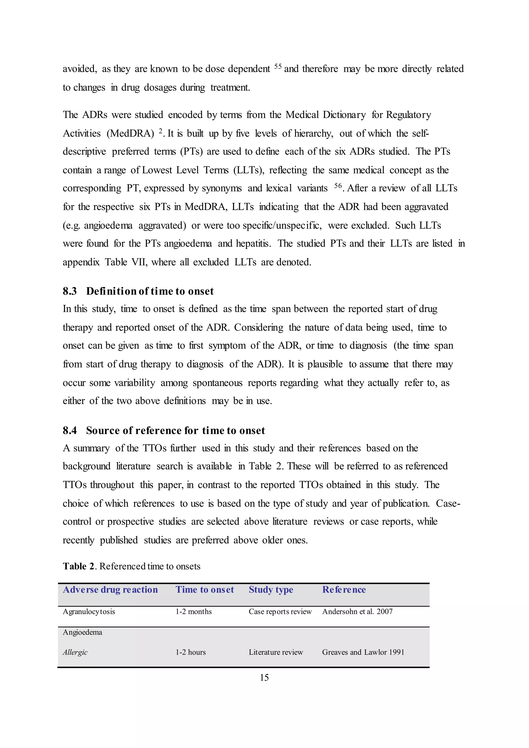 Time To Onset in adverse drug reaction surveillance | DOCX