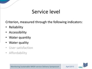 Development and use of service delivery indicators for monitoring rural ...