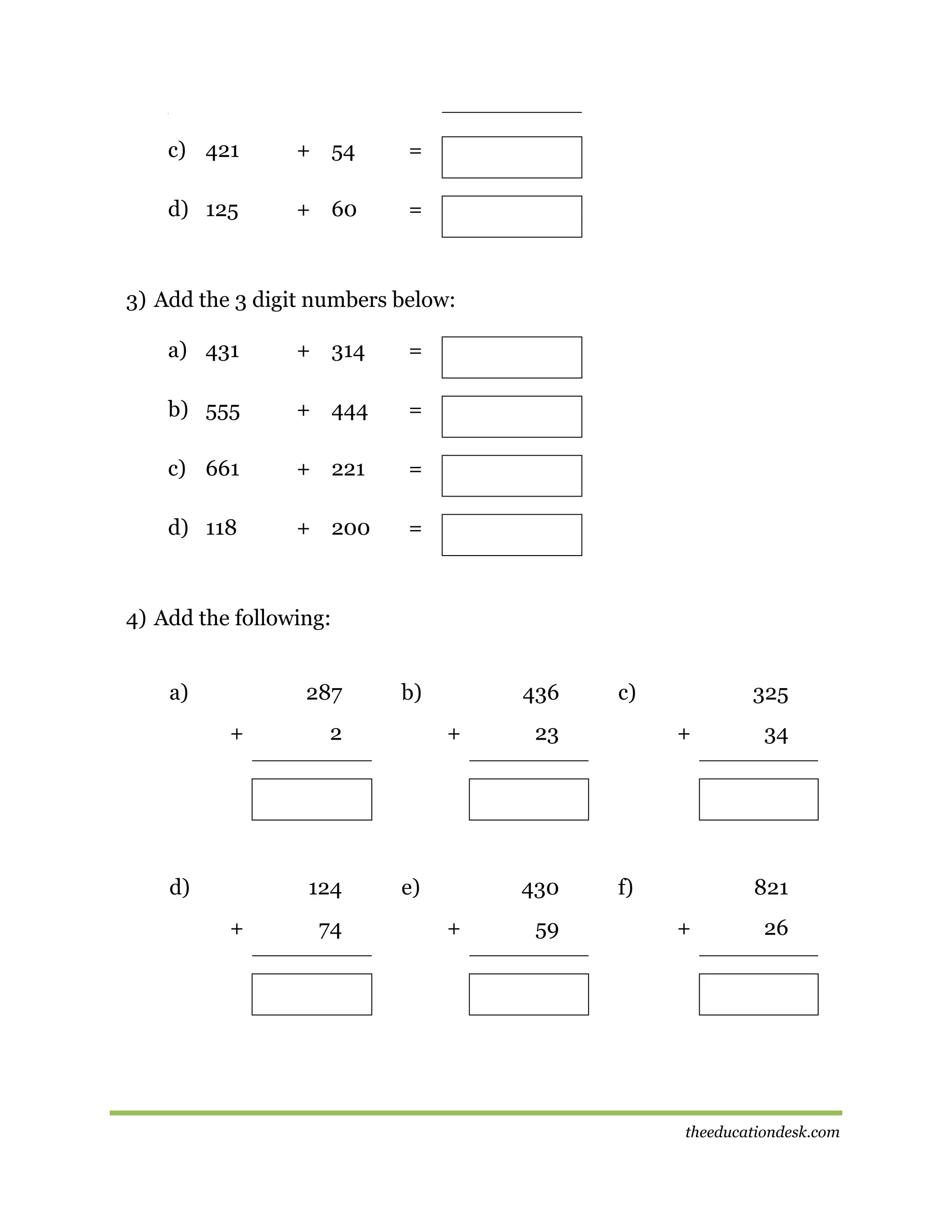 Maths: Addition Worksheet (CBSE Grade II) | PDF