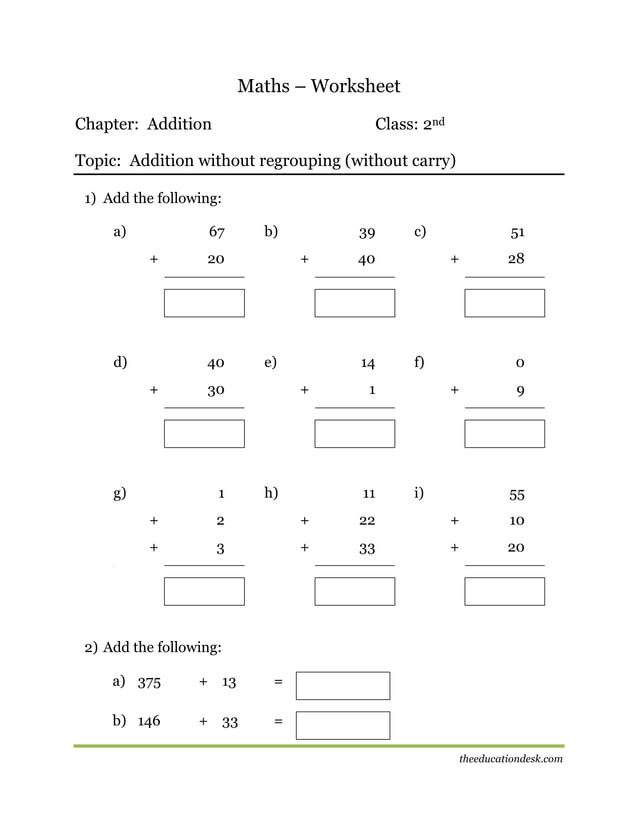 Maths: Addition Worksheet (CBSE Grade II) | PDF | Homework and Study ...