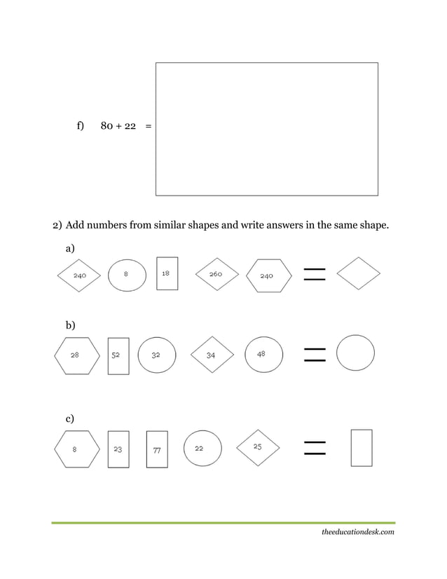 Maths: Addition Worksheet (CBSE Grade II) | PDF | Homework and Study ...