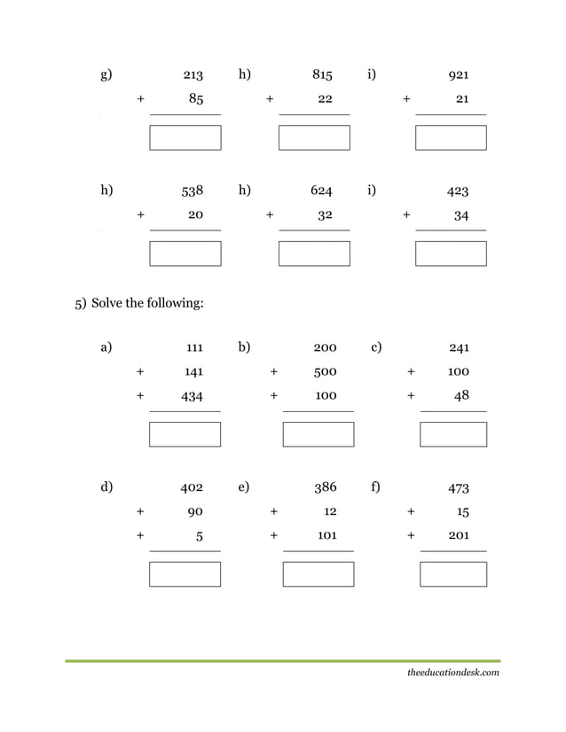 Maths: Addition Worksheet (CBSE Grade II) | PDF | Homework and Study ...