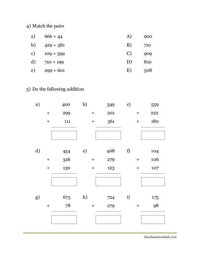 Maths Addition Worksheet CBSE Grade II Maths Addition Worksheet CBSE Grade II