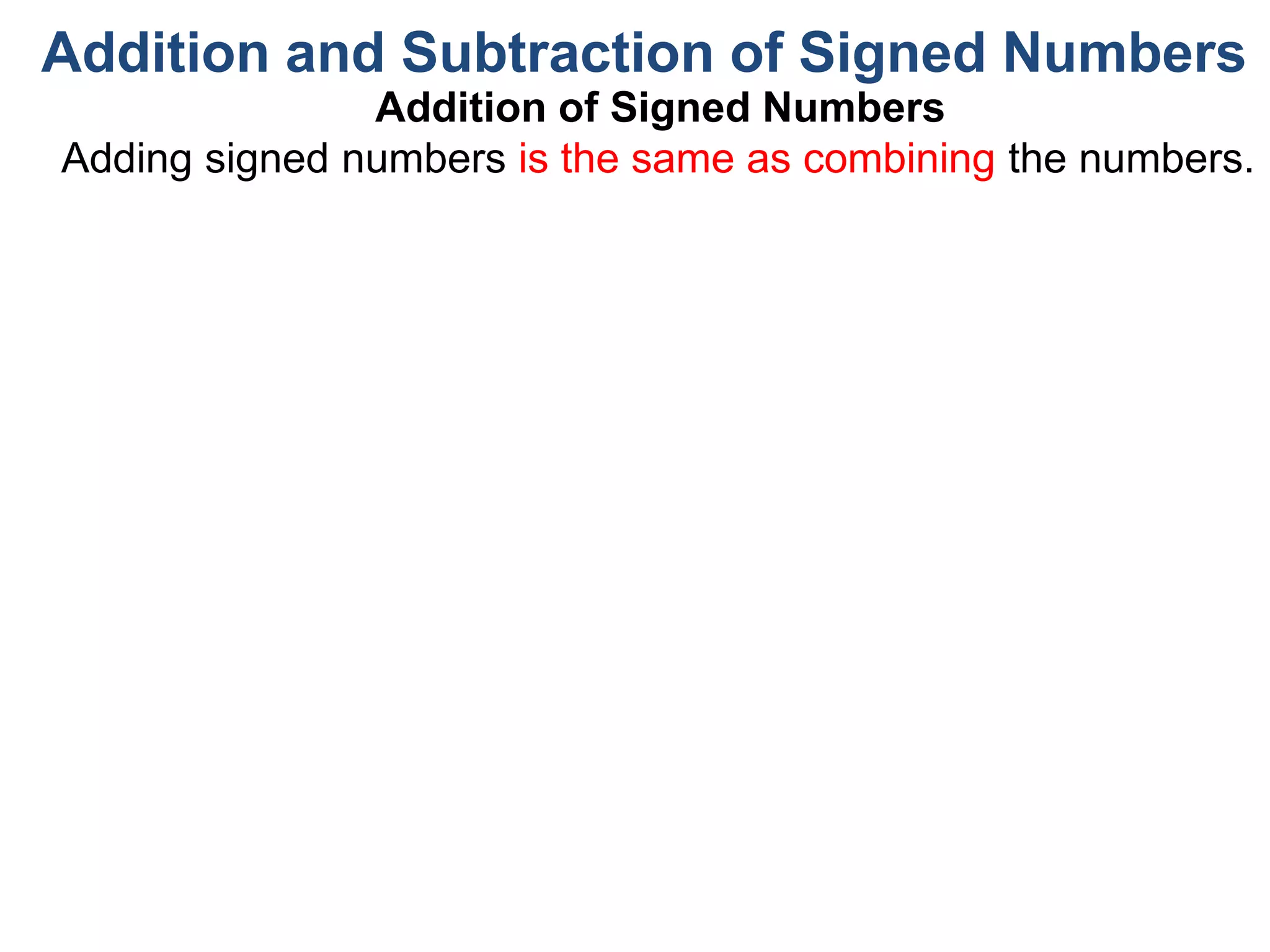 2 addition and subtraction of signed numbers 125s | PPTX