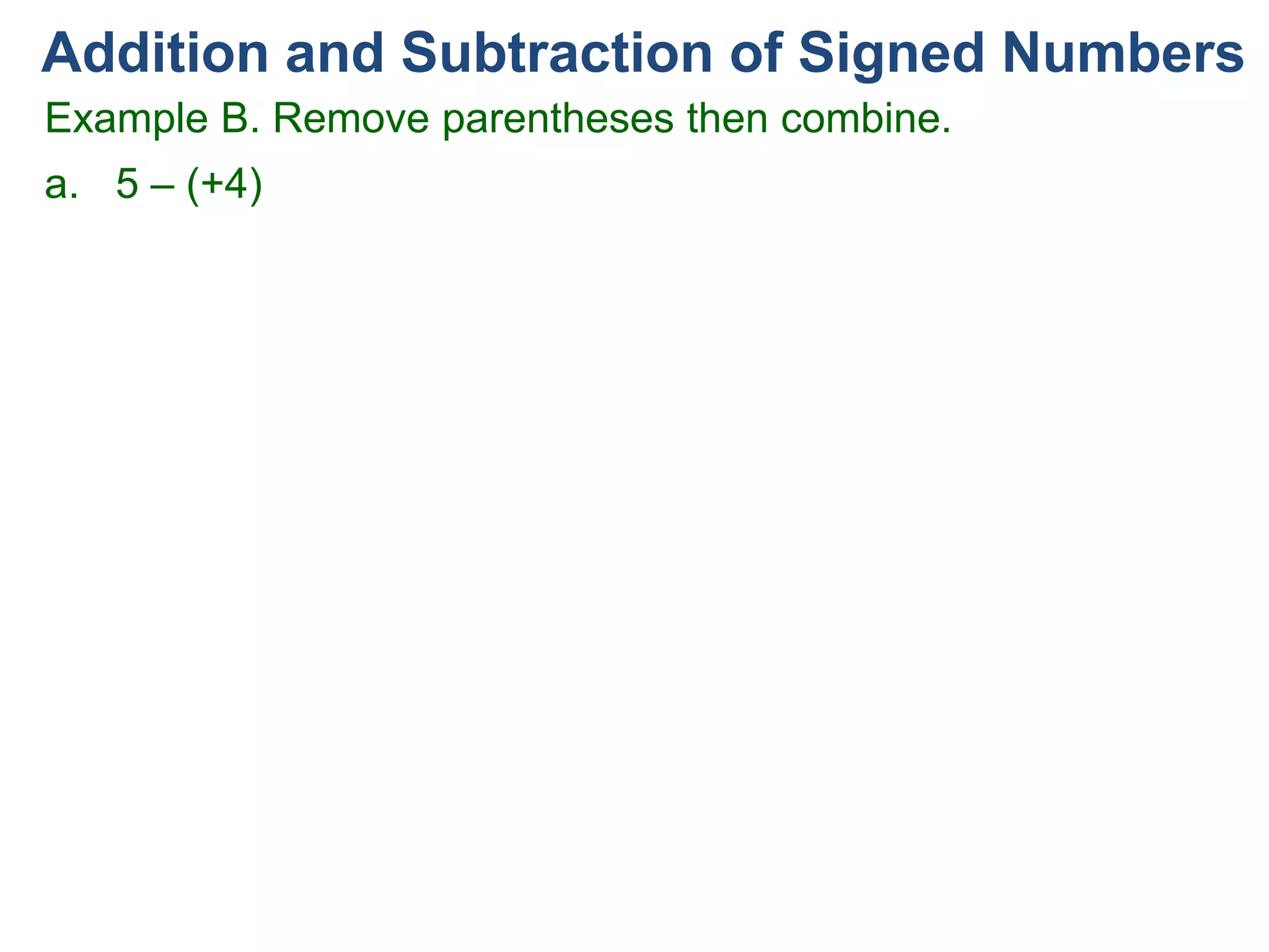 2 addition and subtraction of signed numbers 125s | PPTX