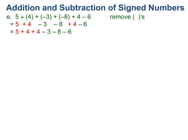 2 addition and subtraction of signed numbers 125s | PPTX