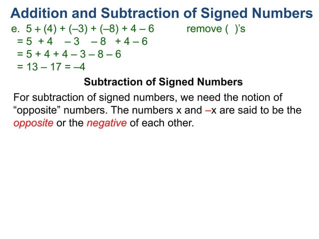 2 addition and subtraction of signed numbers 125s | PPTX