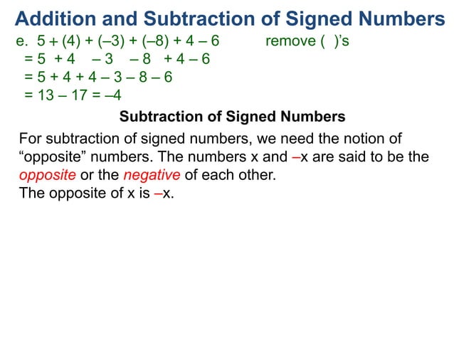 2 addition and subtraction of signed numbers 125s | PPTX