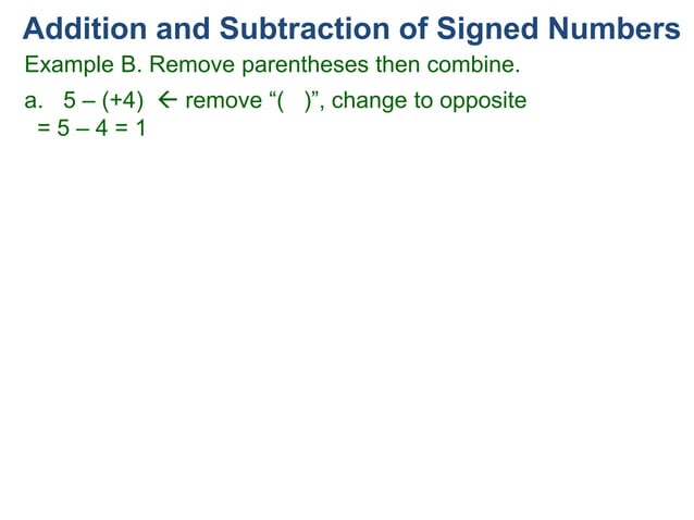 2 addition and subtraction of signed numbers 125s | PPTX