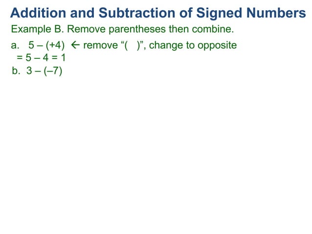 2 addition and subtraction of signed numbers 125s | PPTX