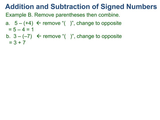 2 addition and subtraction of signed numbers 125s | PPTX