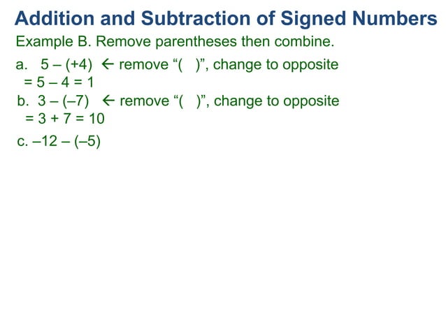 2 addition and subtraction of signed numbers 125s | PPTX