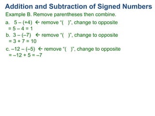 2 addition and subtraction of signed numbers 125s | PPTX