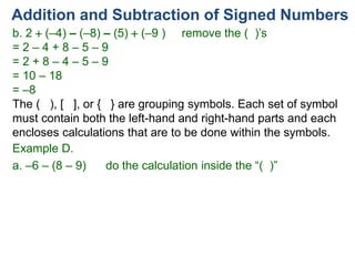 2 addition and subtraction of signed numbers 125s | PPTX