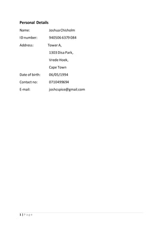 Curriculum Vitae Josh | PDF