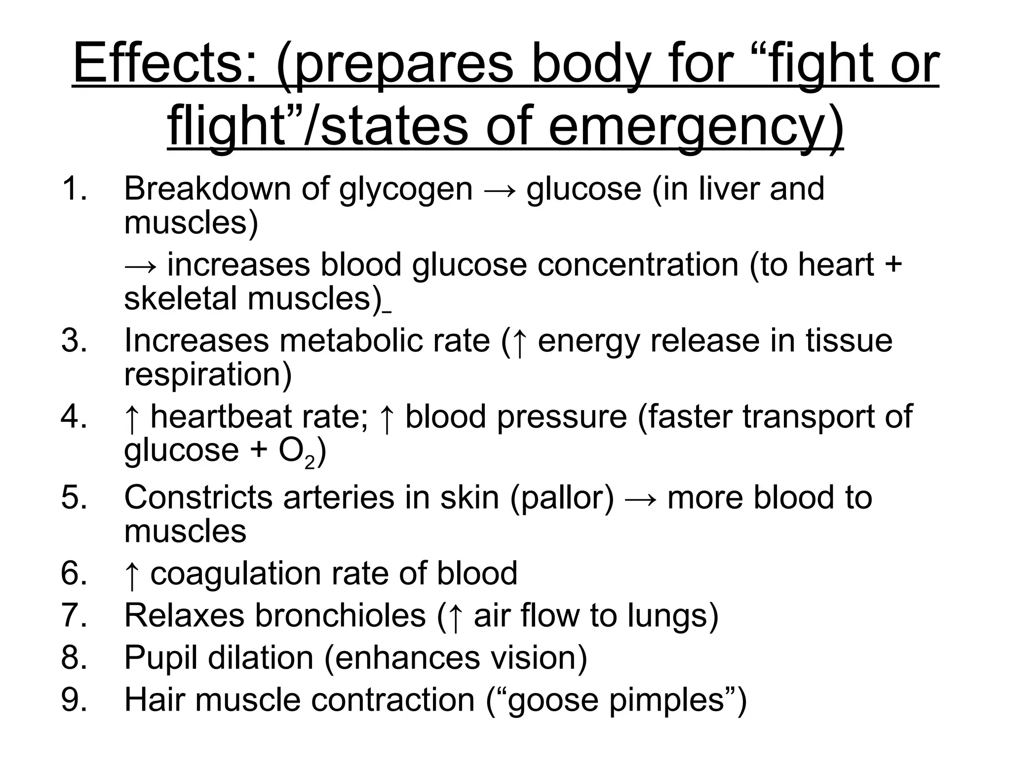 Chapter 15 Hormones Lesson 2 - Effects of Adrenaline and Table of ...