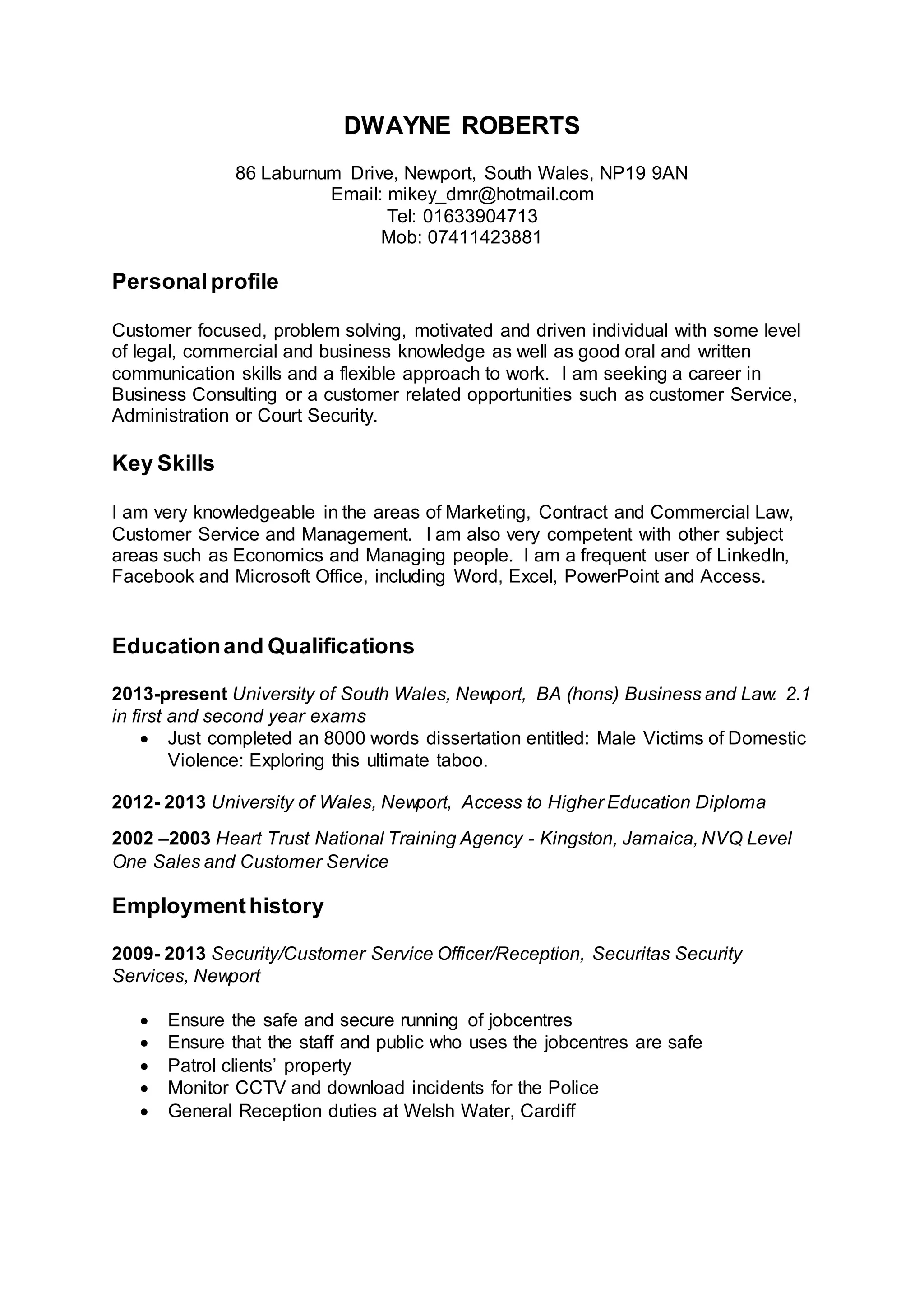 DWAYNE ROBERTS | PDF