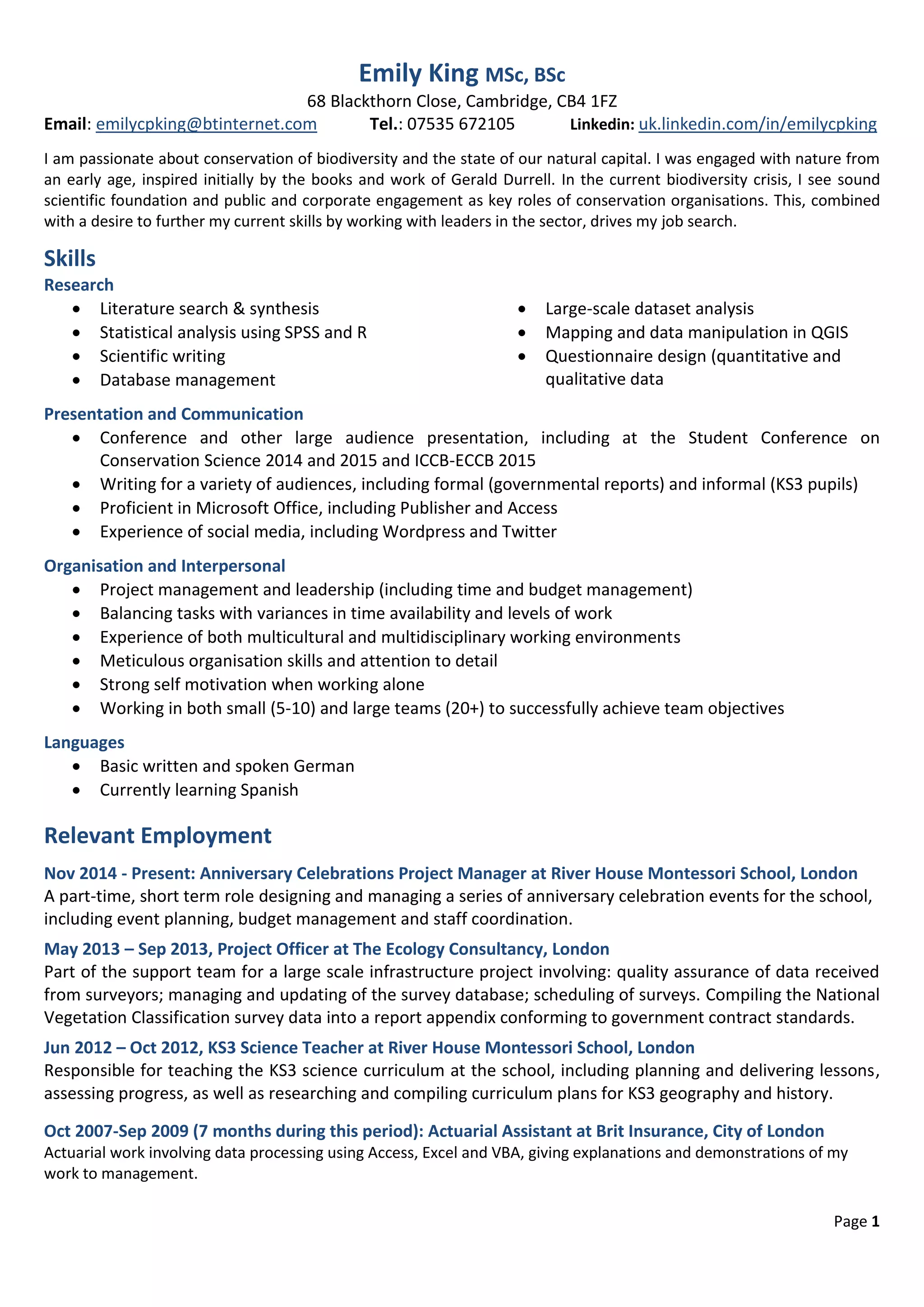 CV Emily King | PDF