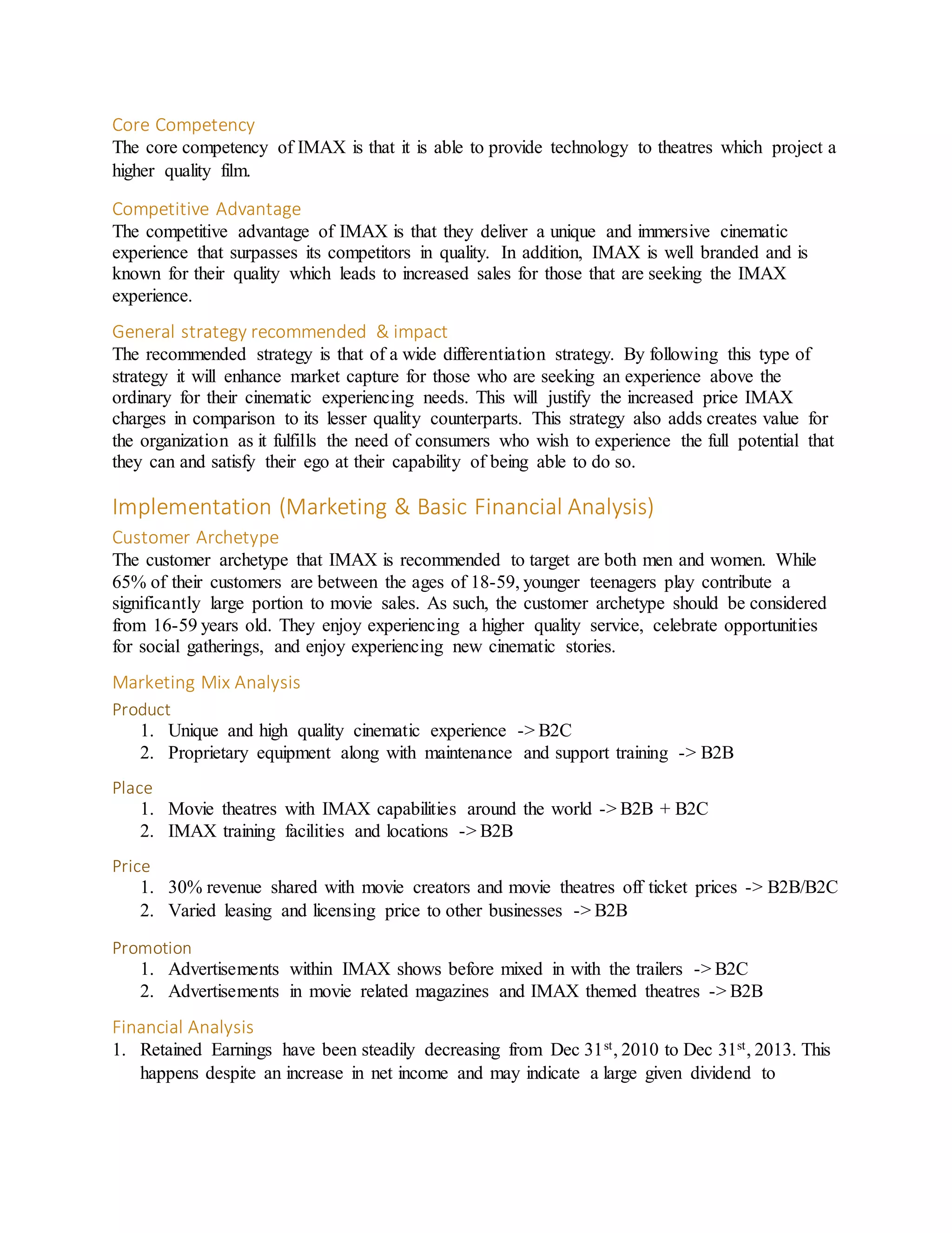 IMAX - Strategic Management Case Study | DOCX