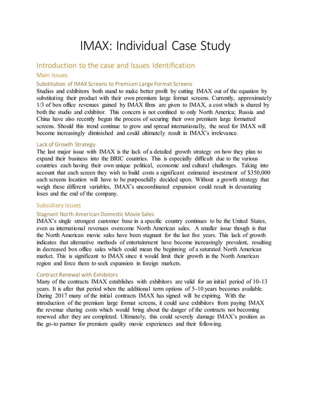 IMAX - Strategic Management Case Study | DOCX