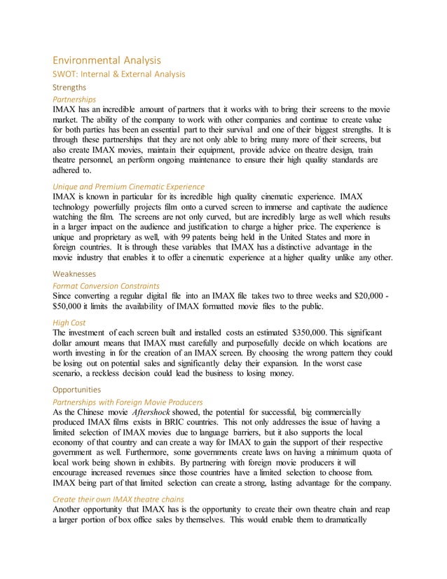 IMAX - Strategic Management Case Study | DOCX