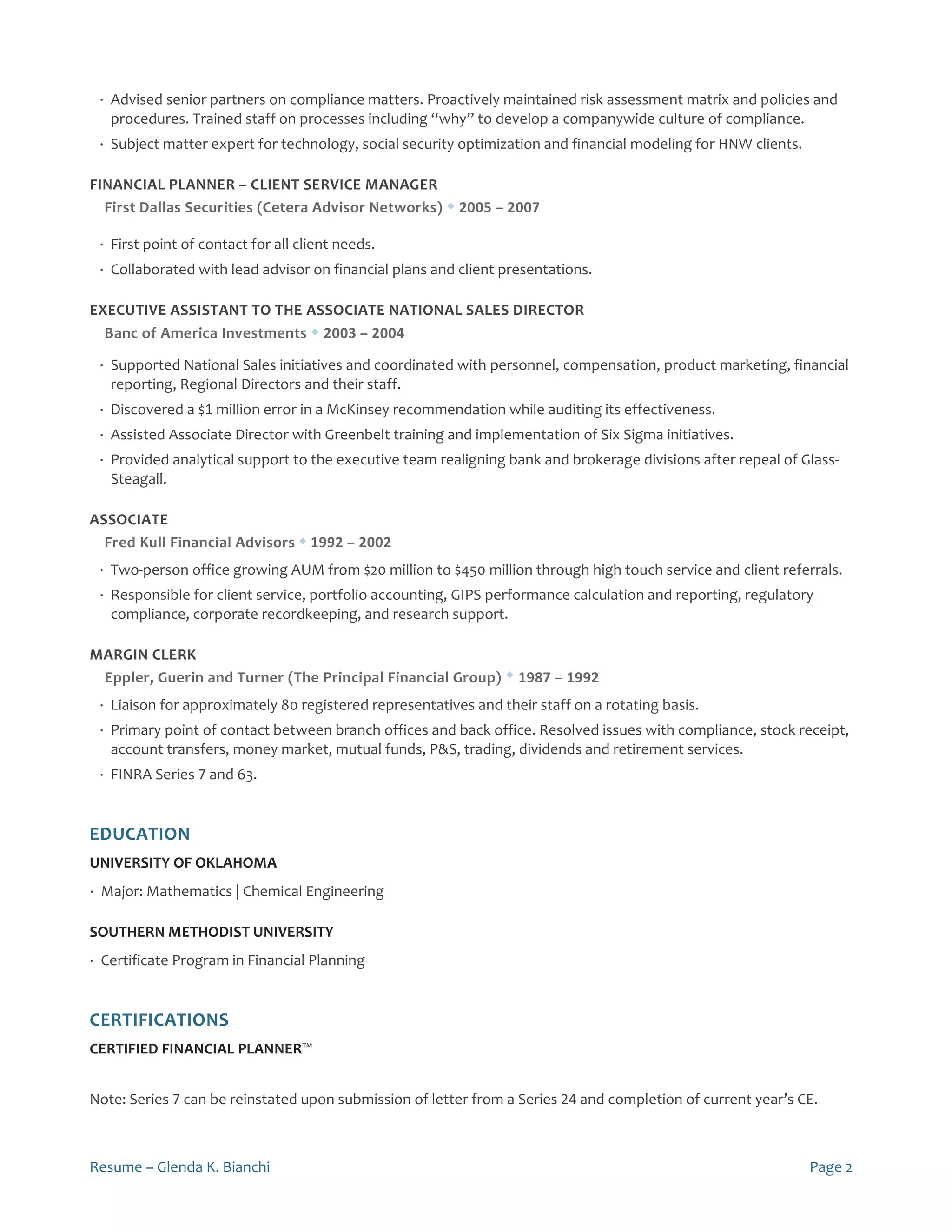 Resume - Glenda K Bianchi 2016-04 | PDF