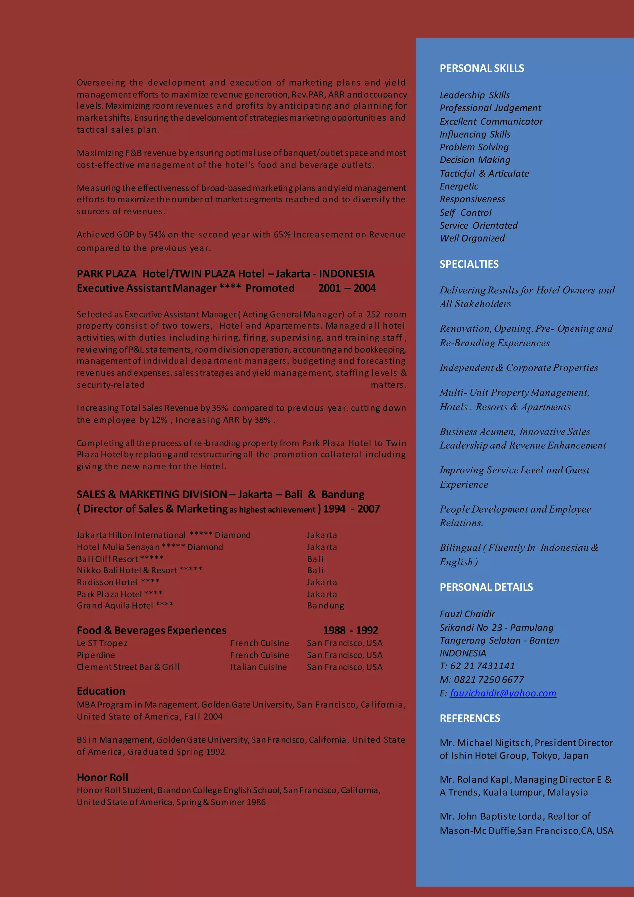 Fauzi Chaidir CV 2015 | PDF