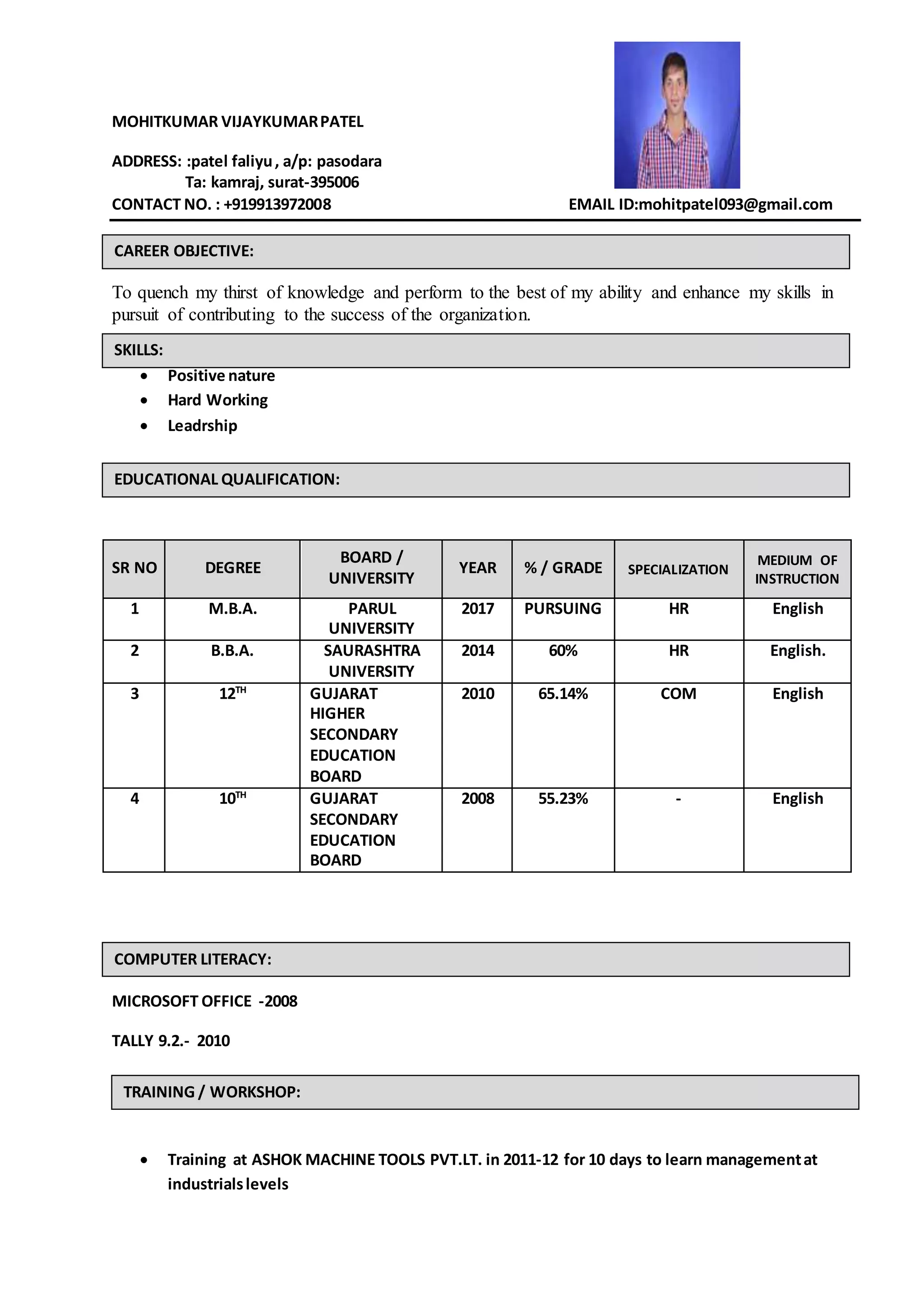 MOHIT PATEL CV | DOCX