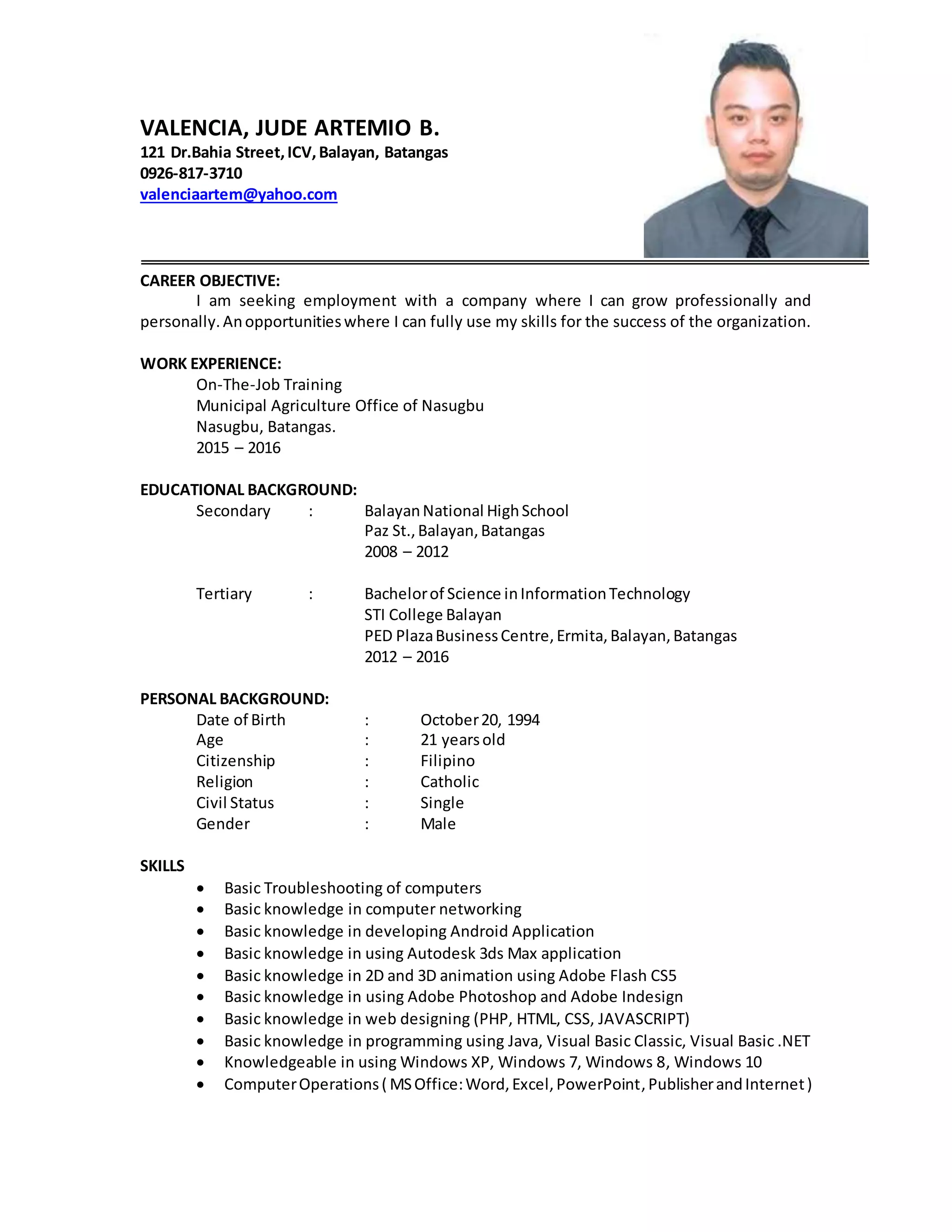 MYRESUME | DOCX | Technology & Computing
