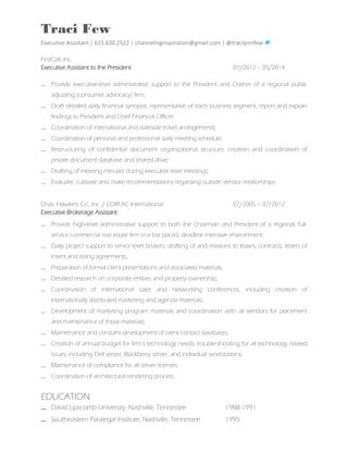 Traci Few - 2016 Resume | PDF