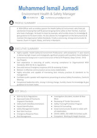 MUHAMMED ISMAIL JUMADI HSE resume 2016 V2 | PDF