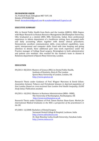 DR MAHWISH ANJUM | PDF | Dental Health | Diseases and Conditions